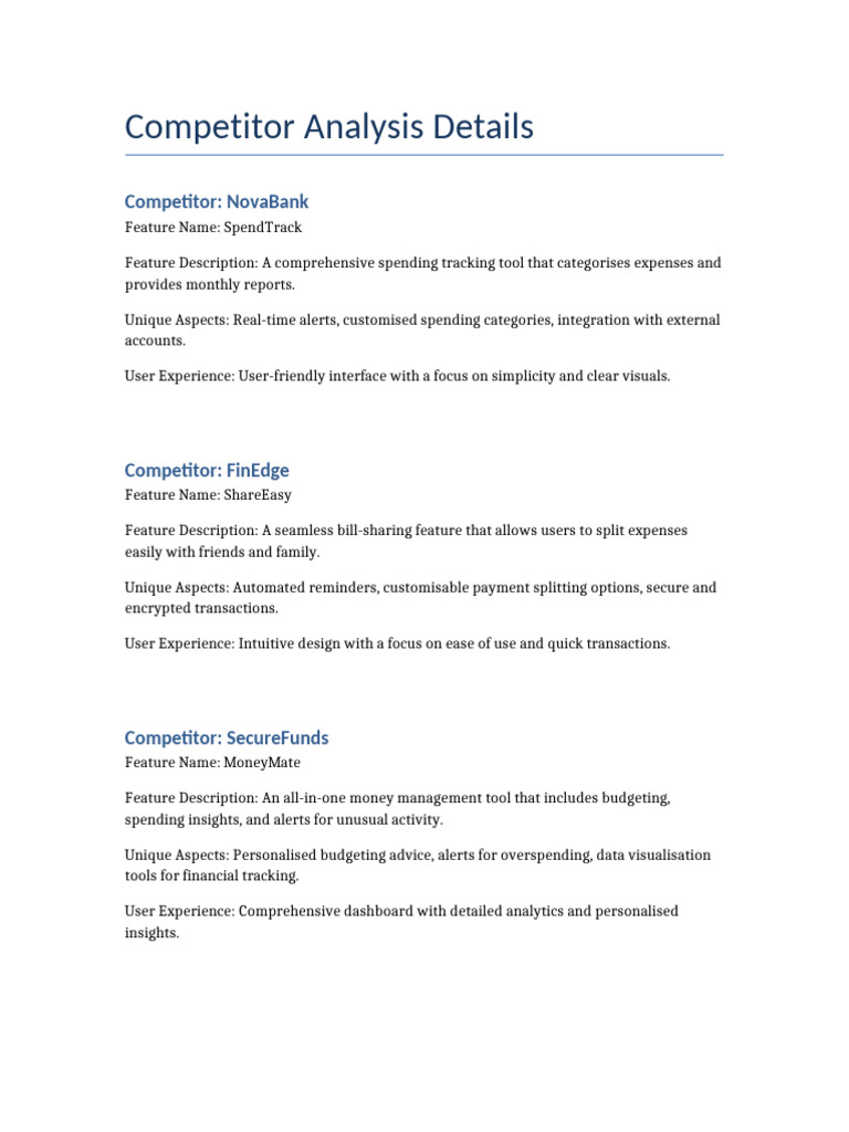 Competitor Analysis Details | PDF