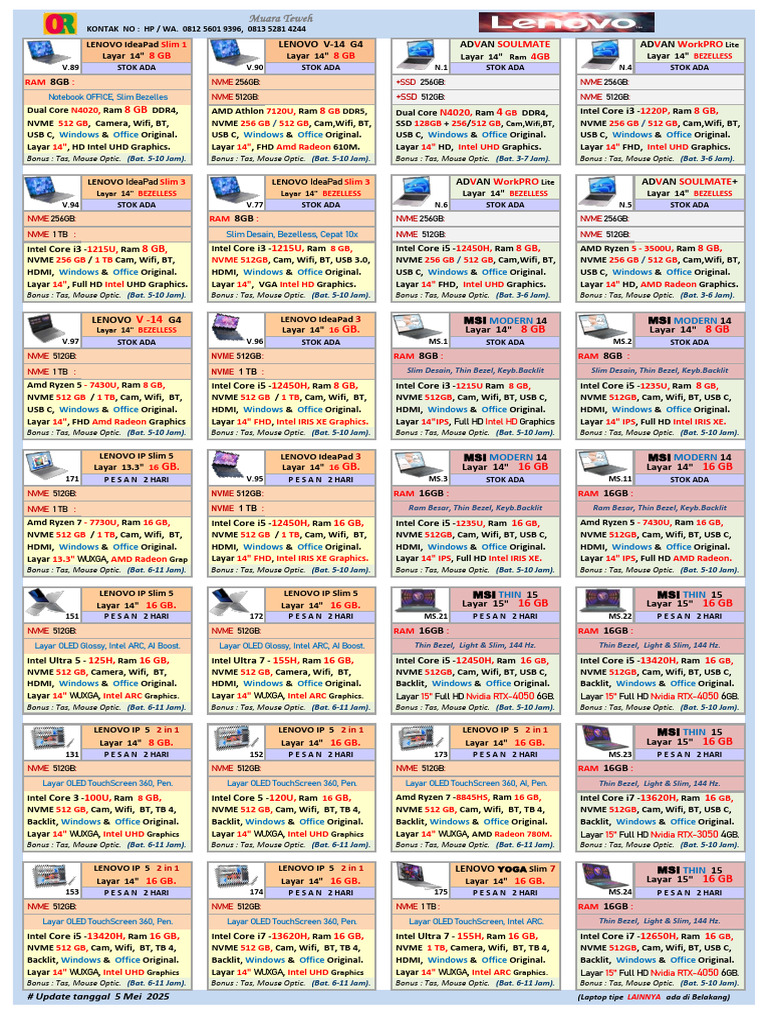 Brosur Laptop LENOVO 5-5-2025 | PDF | Consumer Electronics | Computer Engineering