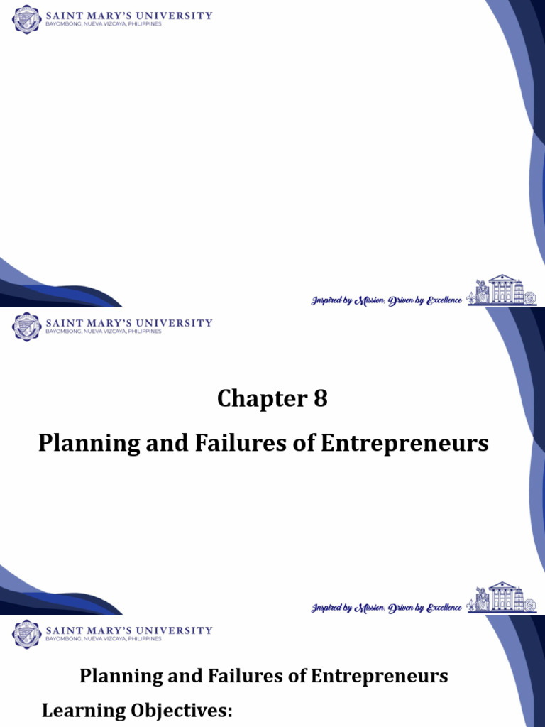 Chapter 8 Planning and Failures of Entrepreneurs | PDF | Entrepreneurship | Feasibility Study