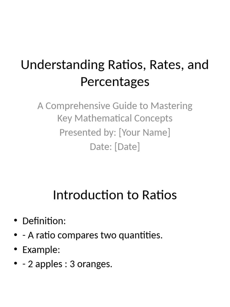 Professional Ratios Rates Percentages Presentation | PDF