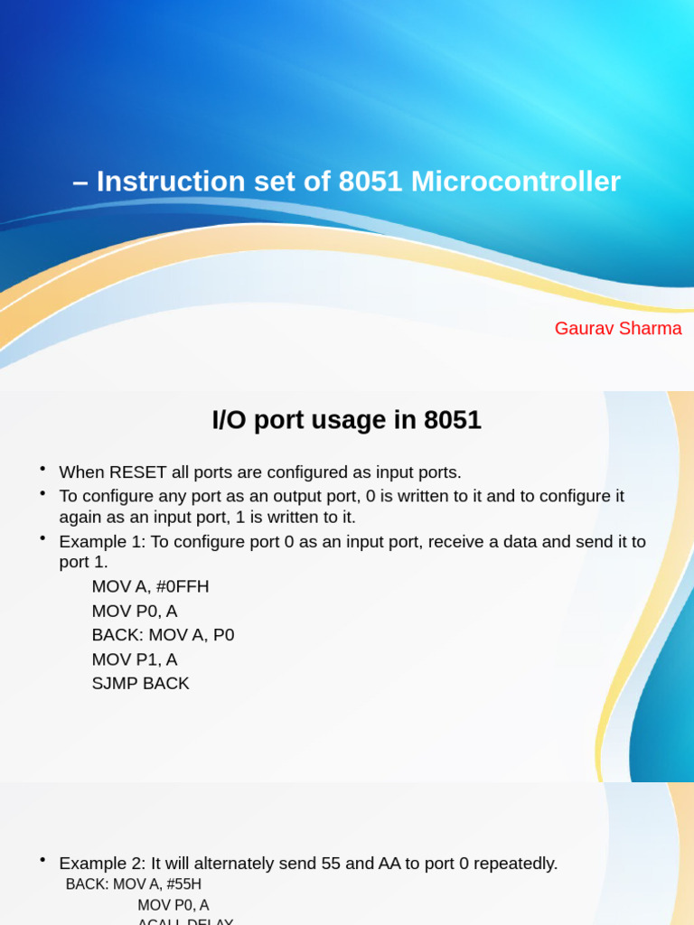 Instruction Set of 8051 Microcontroller: Gaurav Sharma | PDF | Binary Coded Decimal | Computer ...