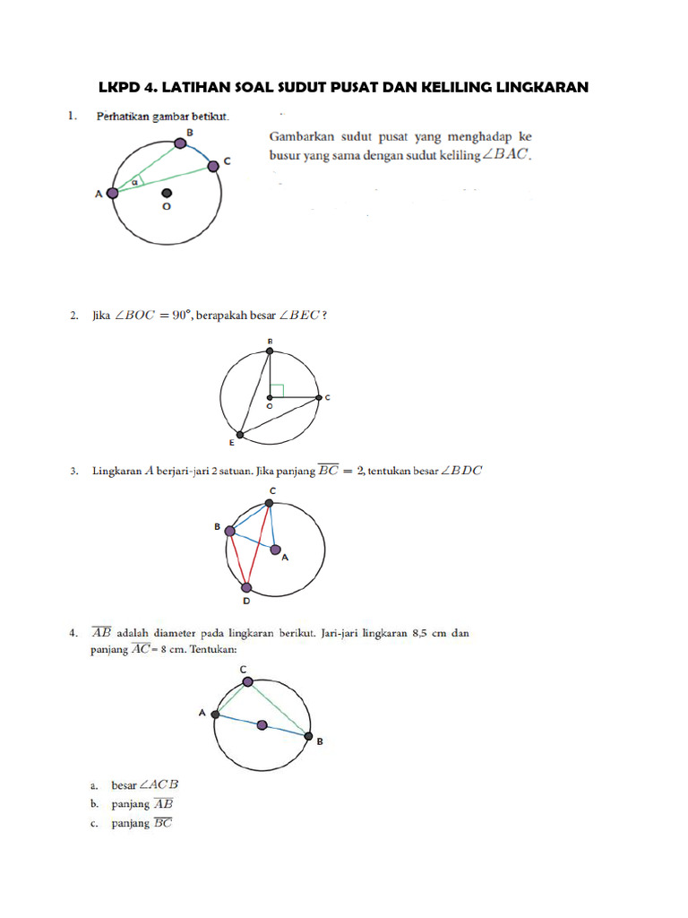 LKPD 4 Sudut Pusat Dan Keliling Lingkaran | PDF