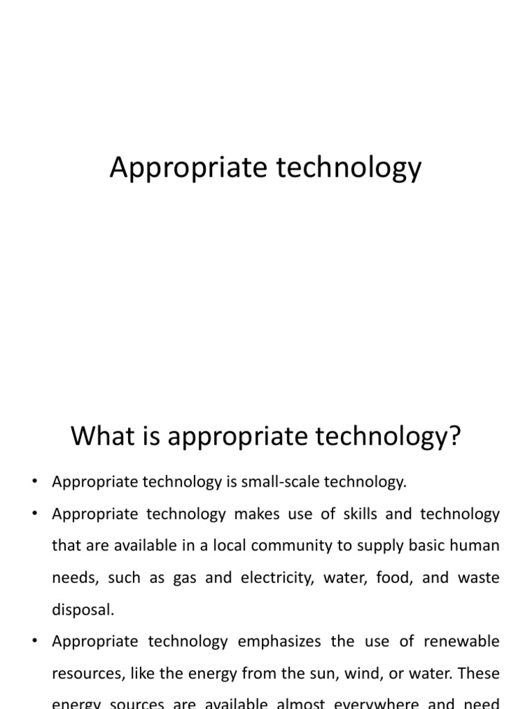 Appropriate Technology | PDF | Appropriate Technology | Energy Development