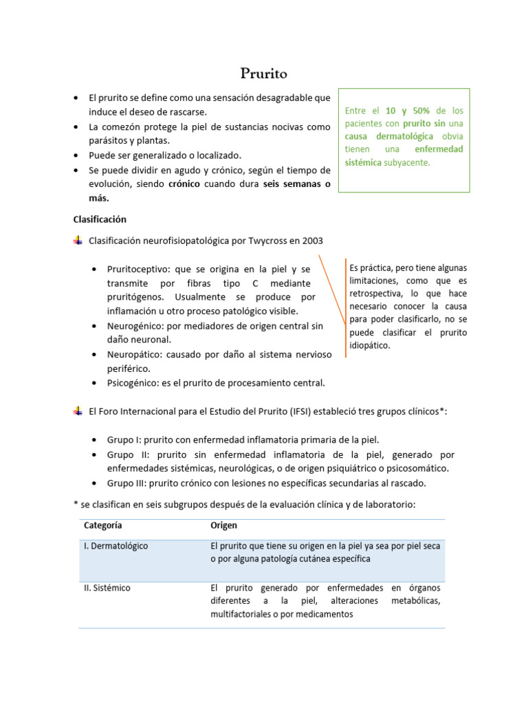 Prurito y prurito dermatologico | PDF | Medicina