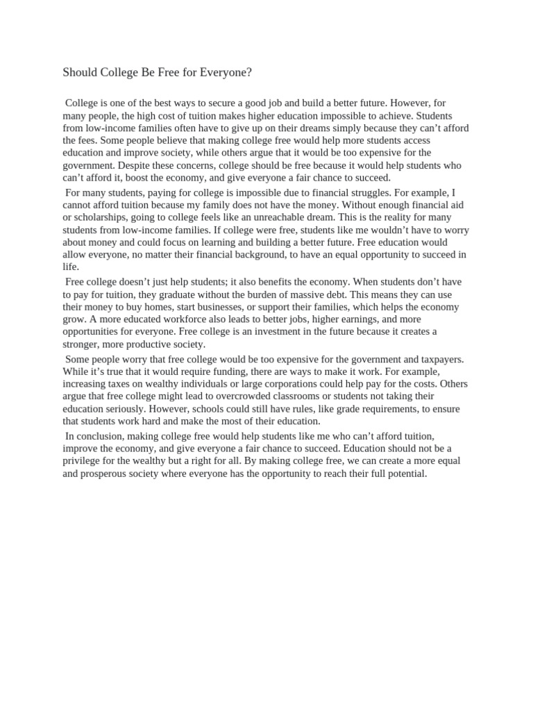 Should College Be Free For Everyone | PDF | Tuition Payments | Poverty