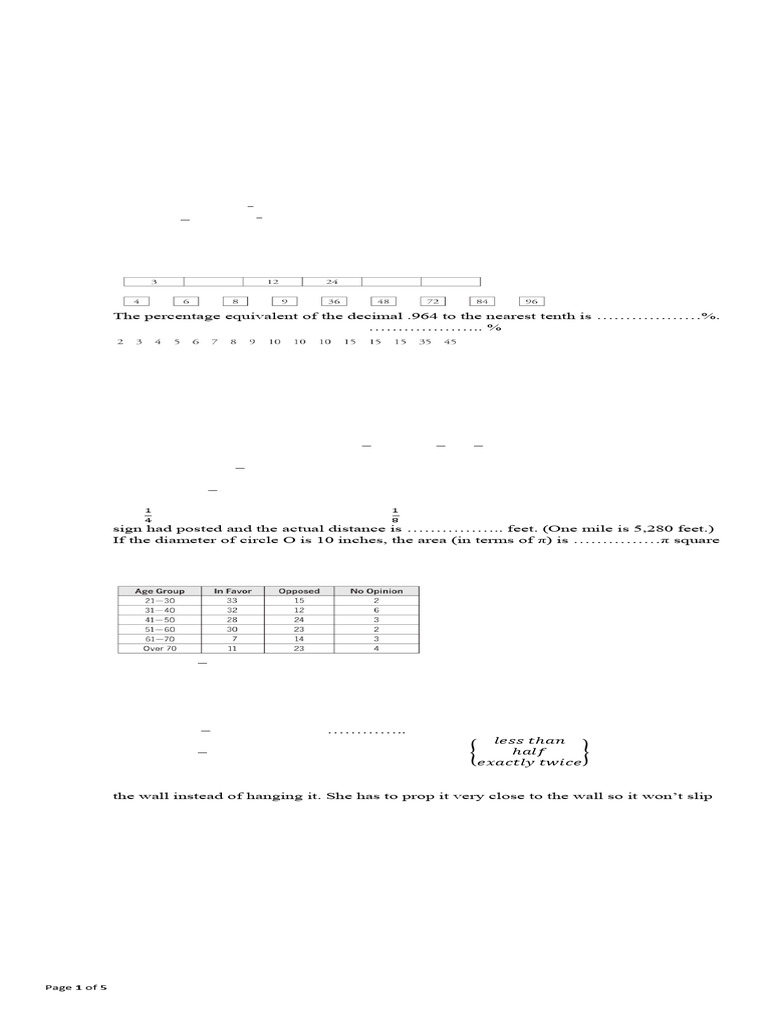 GED Mathematical Reasoning (Test 14) | PDF | Batting (Baseball) | Foot ...