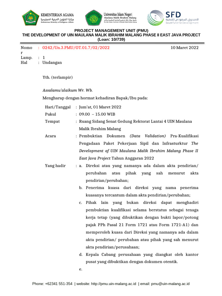 Undangan Pembuktian Dokumen Perusahaan | PDF