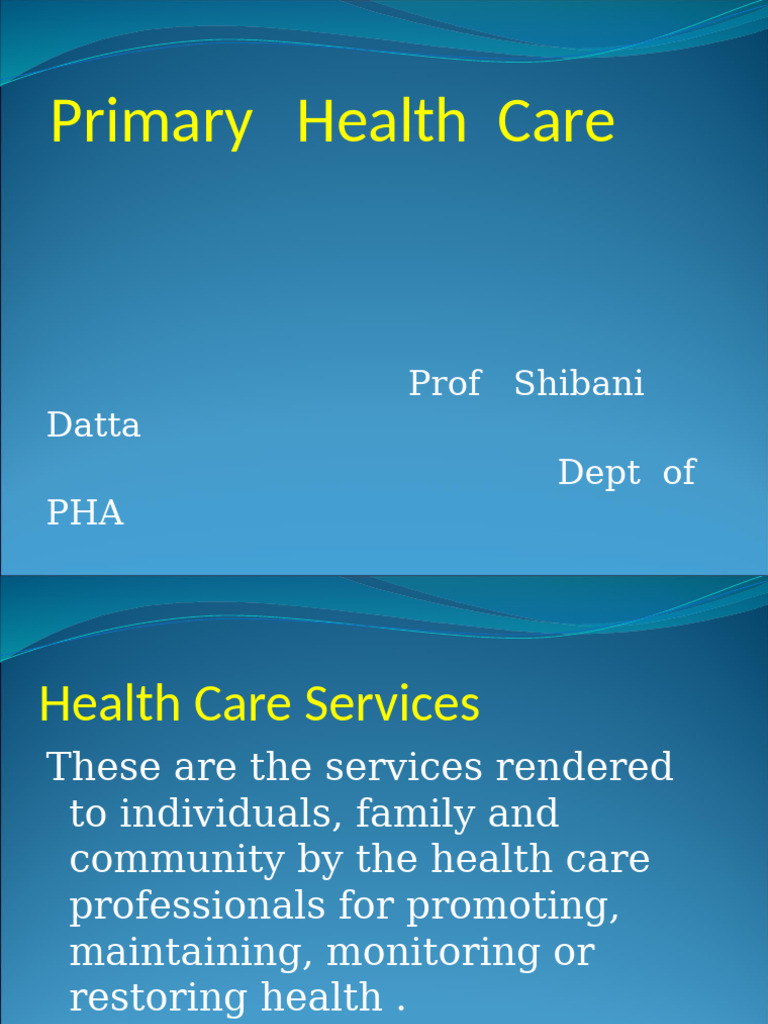 Primary Health Care - PPT RF145f55.TMP RF219970 | PDF | Health Care ...