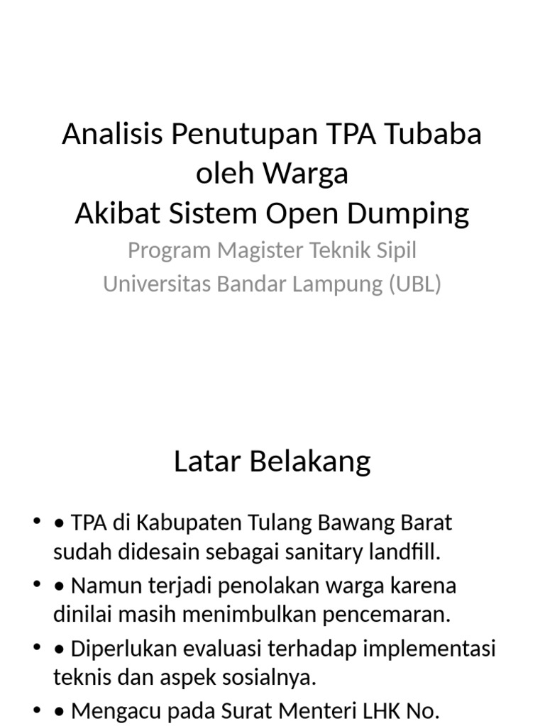 Evaluasi TPA Tubaba: Penolakan Warga dan Solusi | PDF