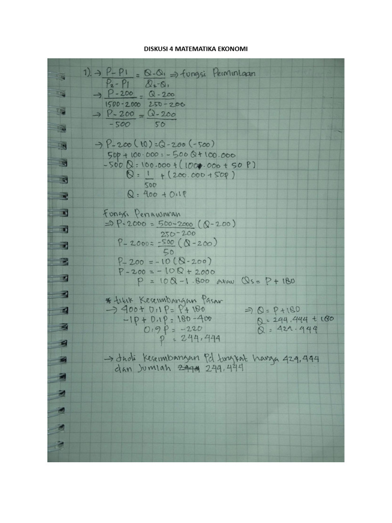 Diskusi 4 Matematika Ekonomi | PDF