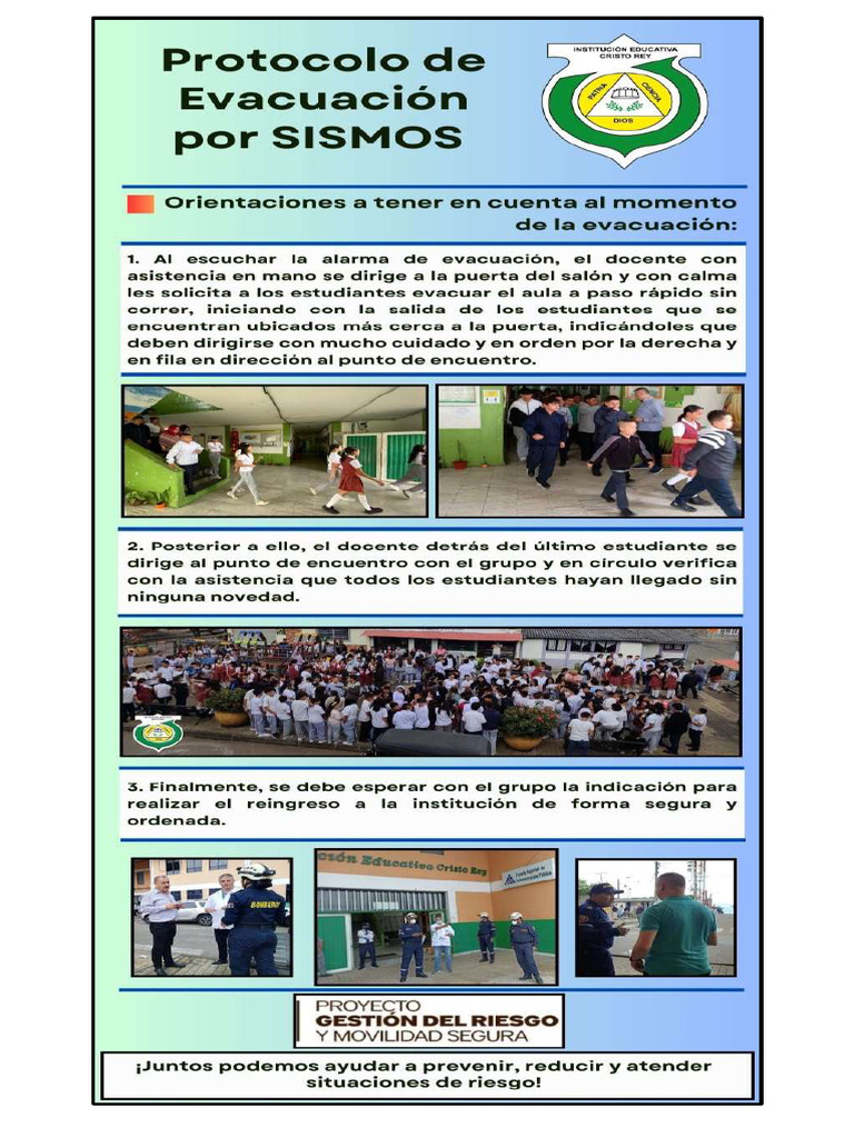 Protocolo de Evacuación Por SISMOS 2025 - I.E. Cristo Rey | PDF
