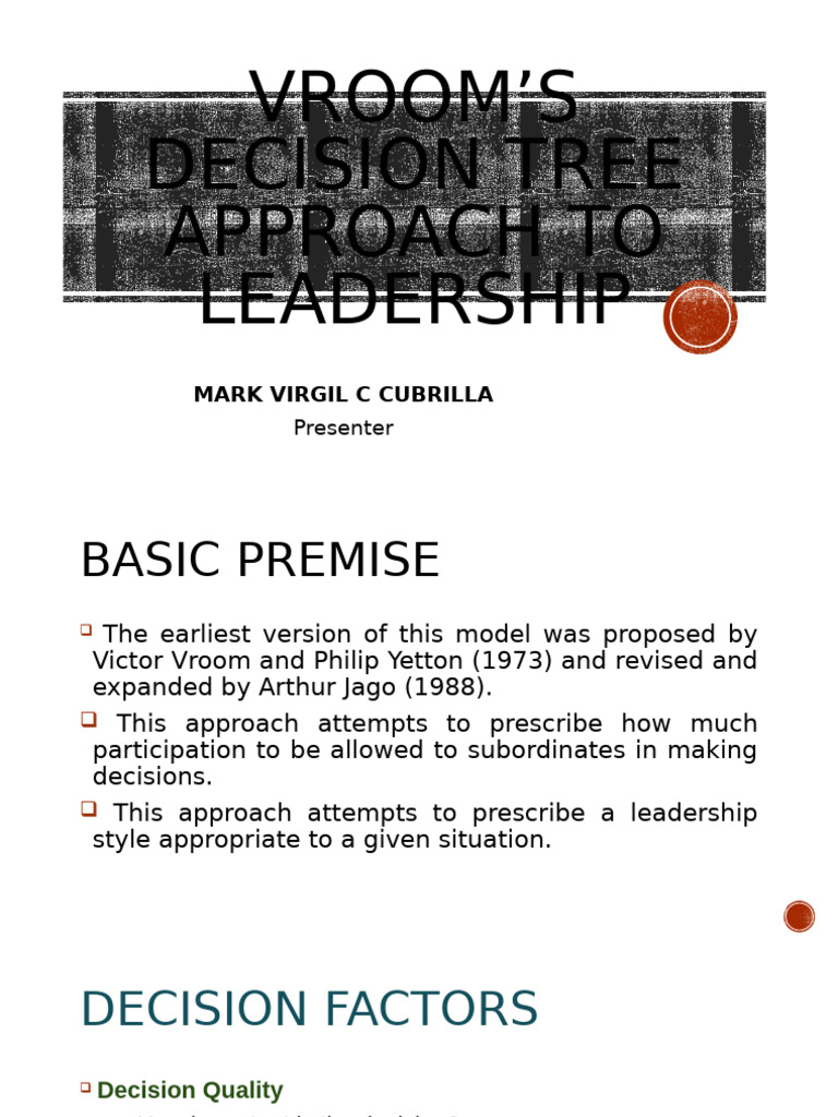 Vrooms Decision Tree Approach To Leadership | PDF | Leadership | Organizational Behavior