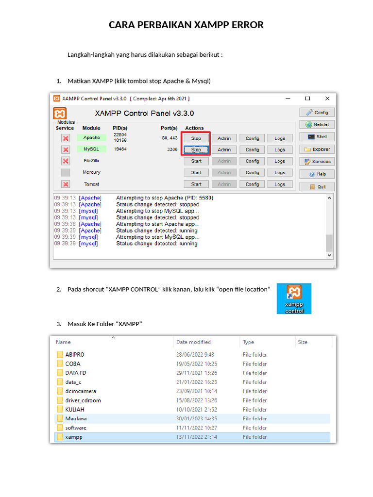 Cara Perbaikan XAMPP Rusak Update | PDF