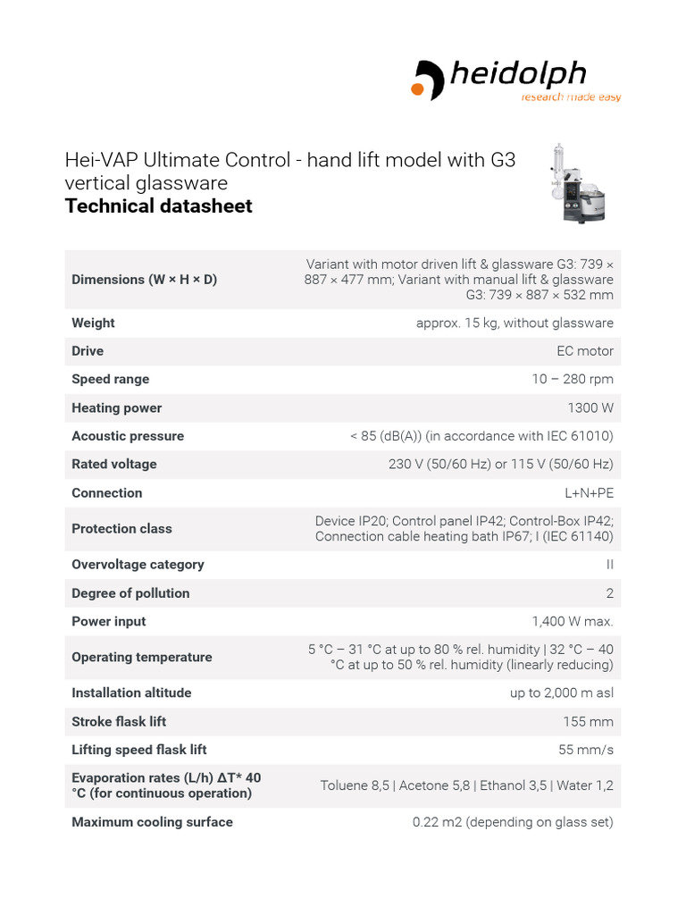 Hei-VAP Ultimate Control - Hand Lift Model With G3 Vertical Glassware ...