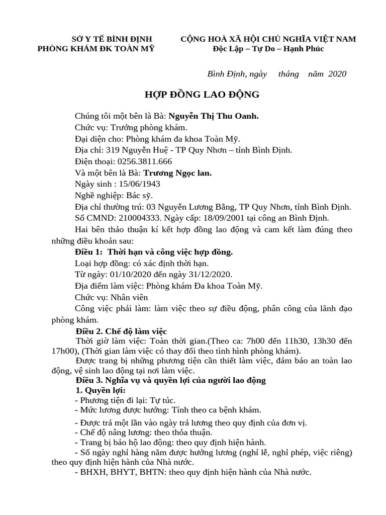 Bs HDLD Theo Nghi Dinh 68 Moi Nam 2020 - 2 | PDF