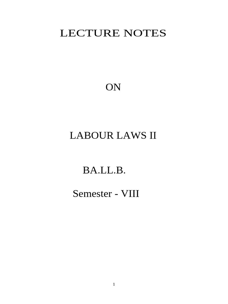 Lecture Notes LABOUR LAW New | PDF | Cost Of Living | Employment