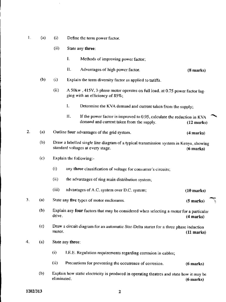 Electrical and Solar Installation Technology KNEC Past Exam Paper 2011 ...