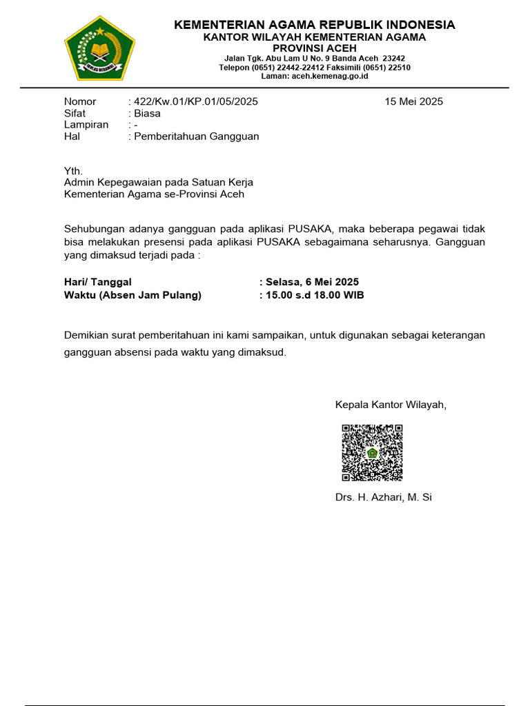 06052025_Sore-Surat Keterangan Error PUSAKA | PDF