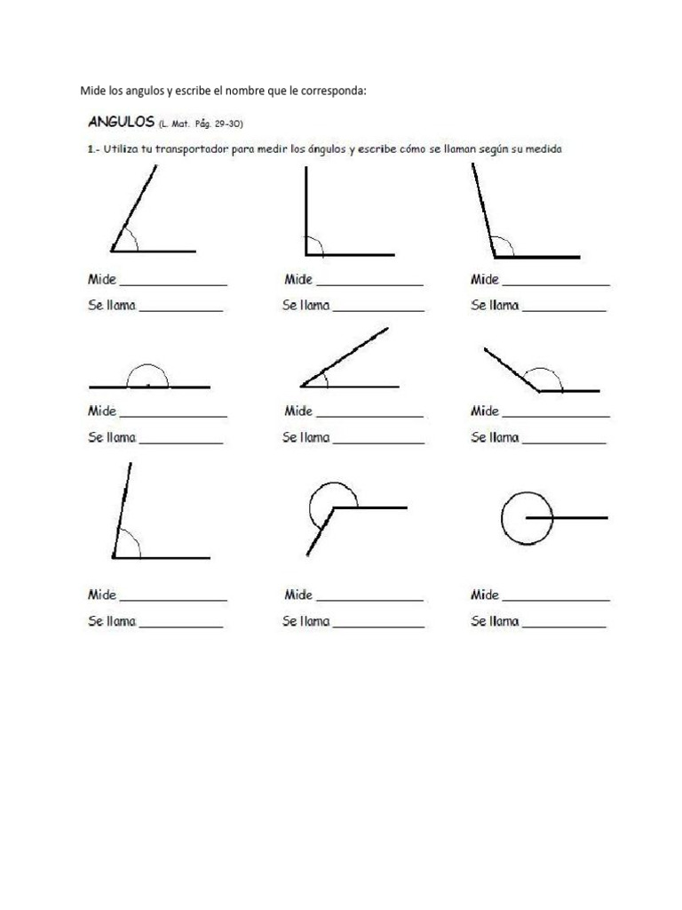 Mide Los Angulos y Escribe El Nombre Que Le Corresponda | PDF