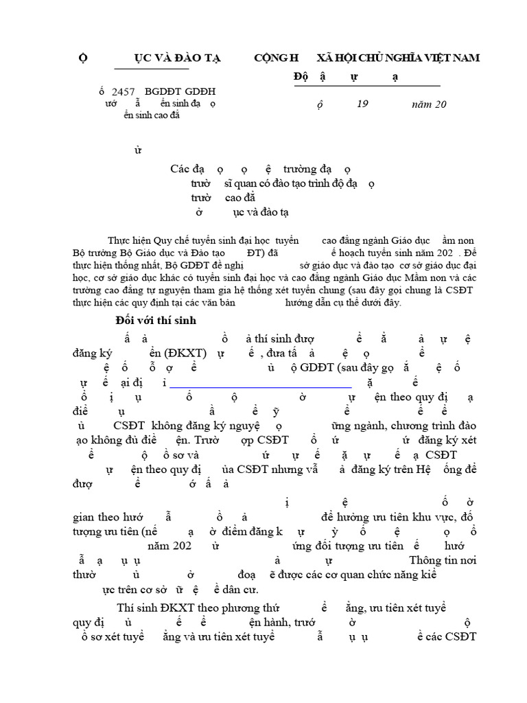 1 Huong Dan Tuyen Sinh DH CD 2025 | PDF