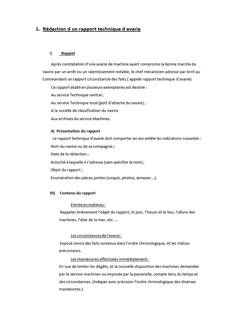Rapport technique d'avarie navale | PDF