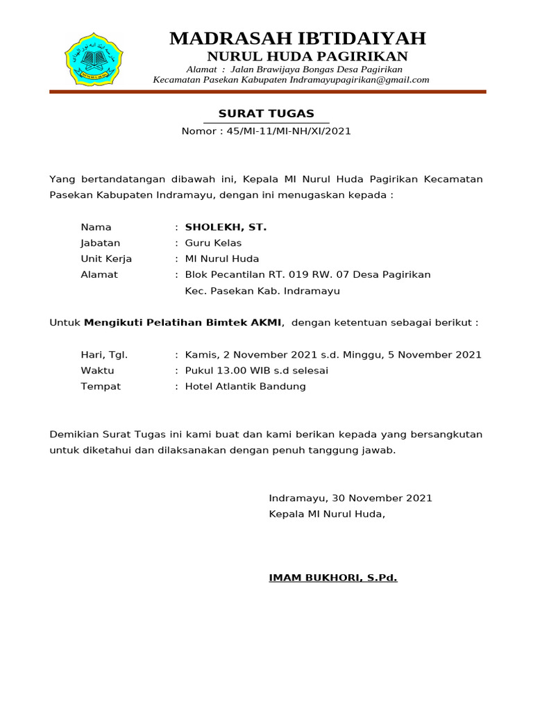 SURAT TUGAS - Dinas | PDF