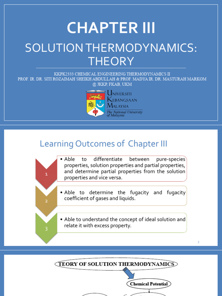KKPK2333 Chapter III Theory of Solution Thermodynamics 20222023 | PDF ...