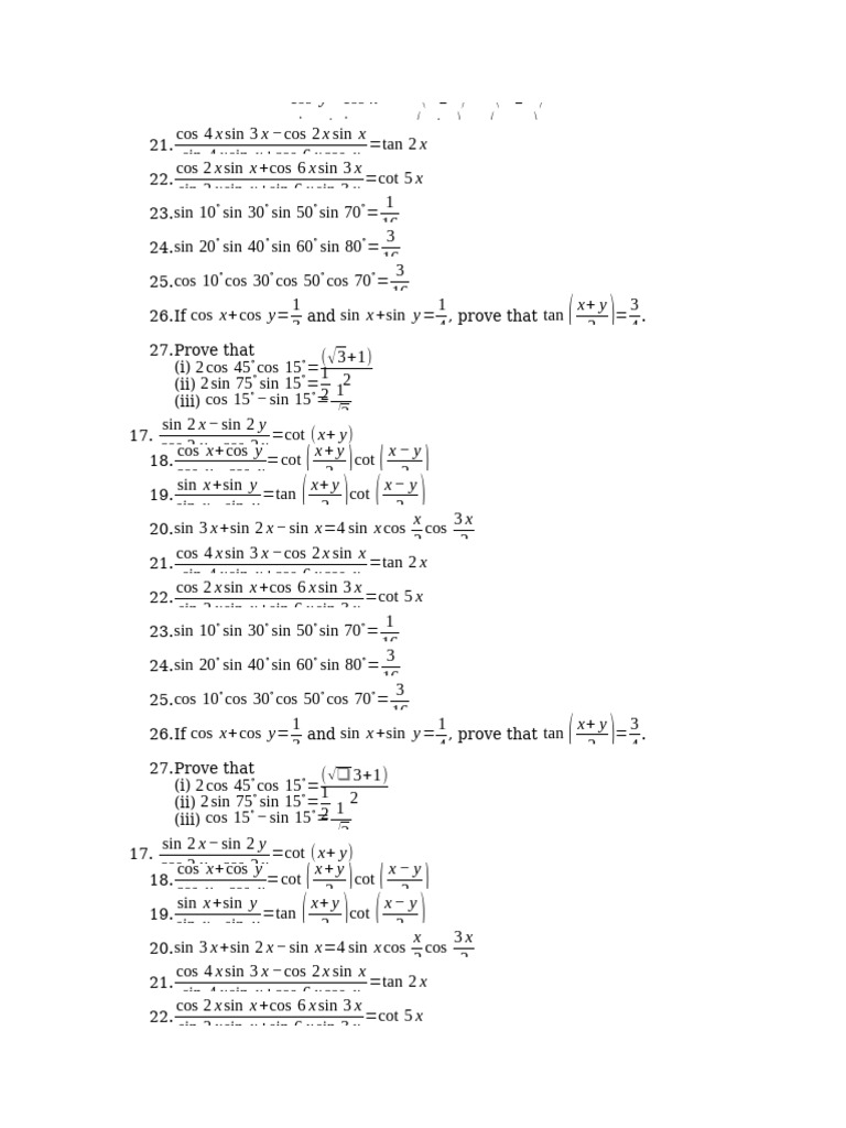 Trigonometric Identities and Proofs | PDF | Chess