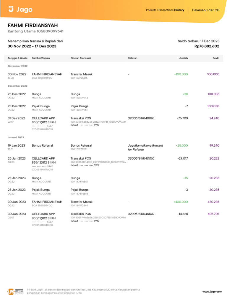 Bukti TF Bank JAGO | PDF