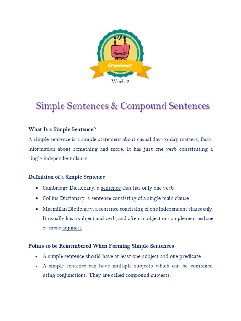 Simple and Compound Sentences | PDF | Sentence (Linguistics) | Linguistic Typology