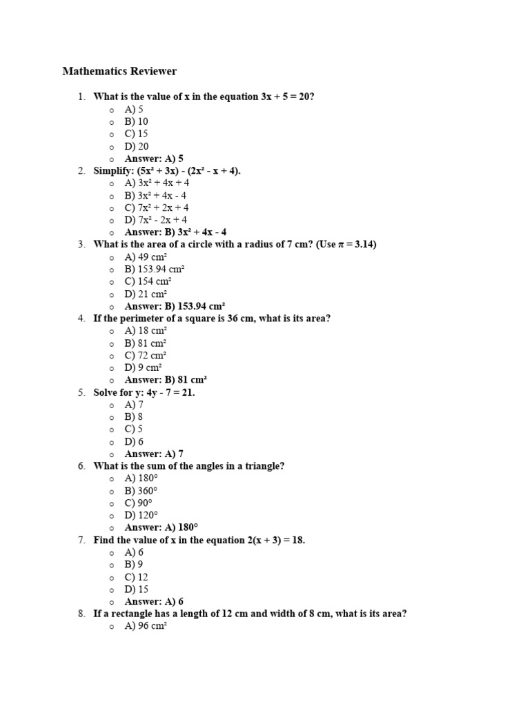 Comprehensive Math, Science, English Review | PDF | Area | Nature