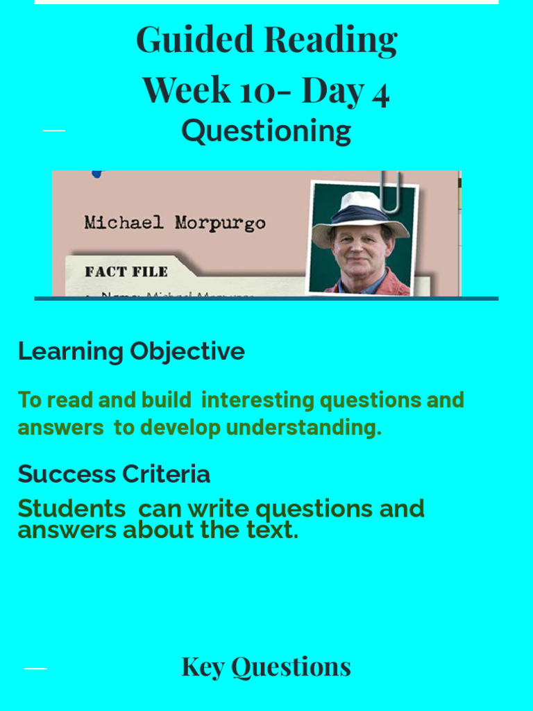 Guided Reading: Questions on Morpurgo | PDF