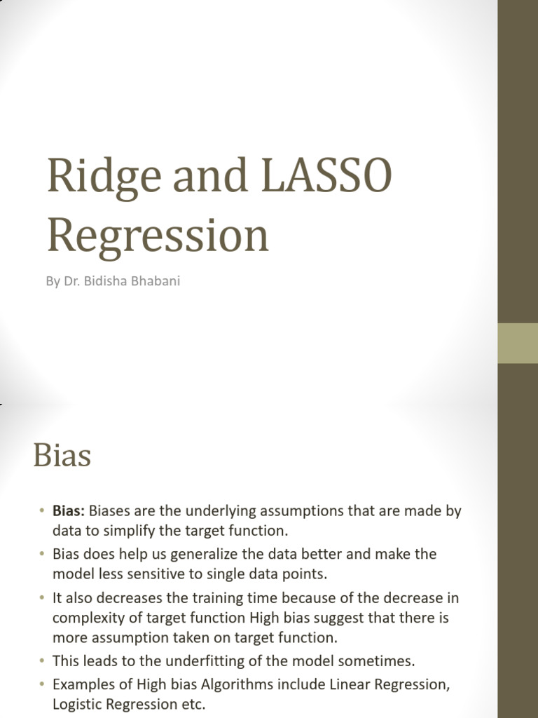 Data Analytics - Ridge and LASSO Regression | PDF | Regression Analysis ...