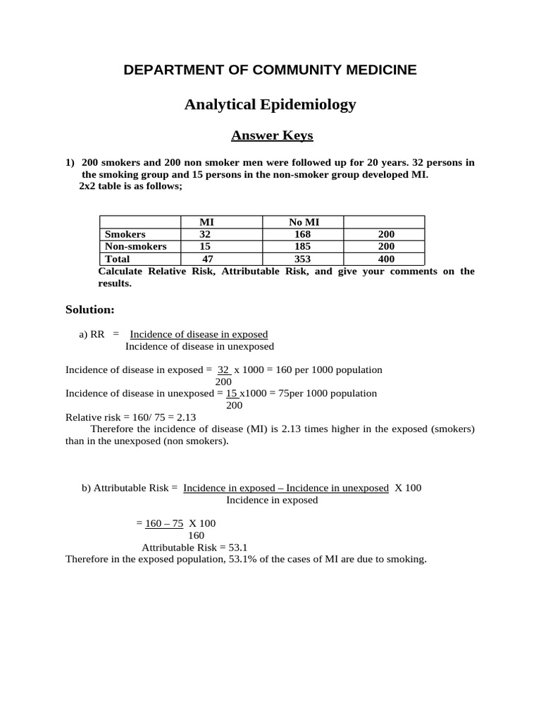 Analytical Epidemiology Ans | PDF | Sensitivity And Specificity | Epidemiology