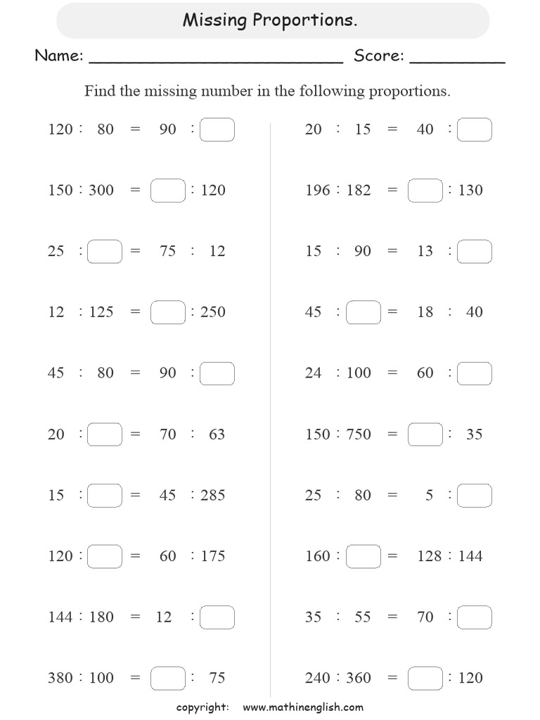 Kayla Harrison - Grade 8 Find Missing Proportions Worksheet | PDF
