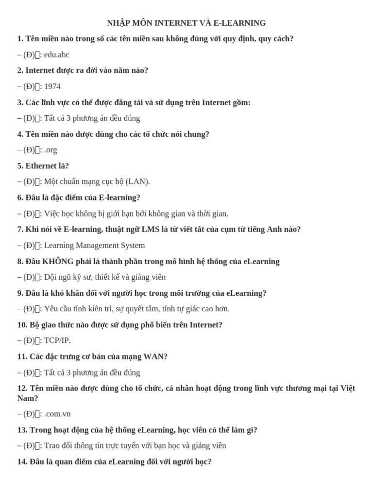 Nhập Môn Internet Và Elearning | PDF