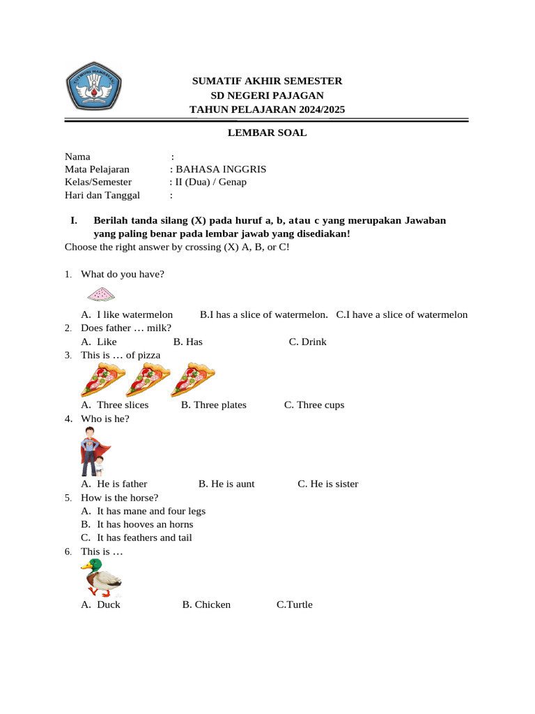 Sas 2 Kelas 2 - B Inggris | PDF