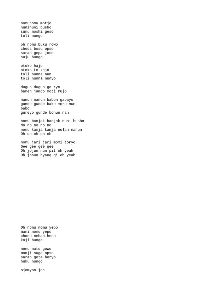Gee Romanized Lyrics | PDF
