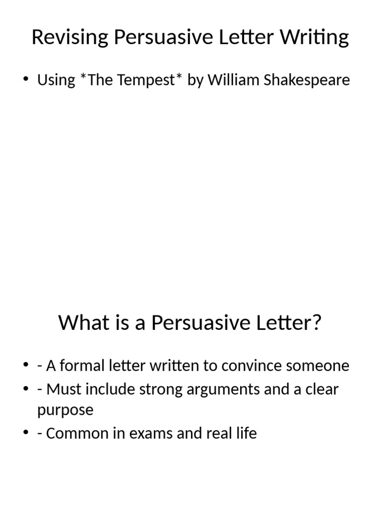 Persuasive Letter Revision The Tempest | PDF