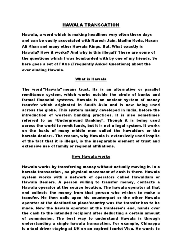Hawala Transcation | PDF | Money Laundering | Government