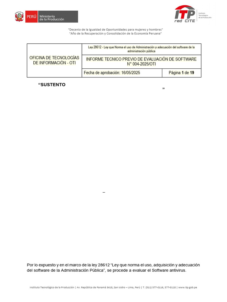 Informe Tecnico Previo de Evaluación de Software #004-2025-Oti (F) (F) | PDF | Software ...