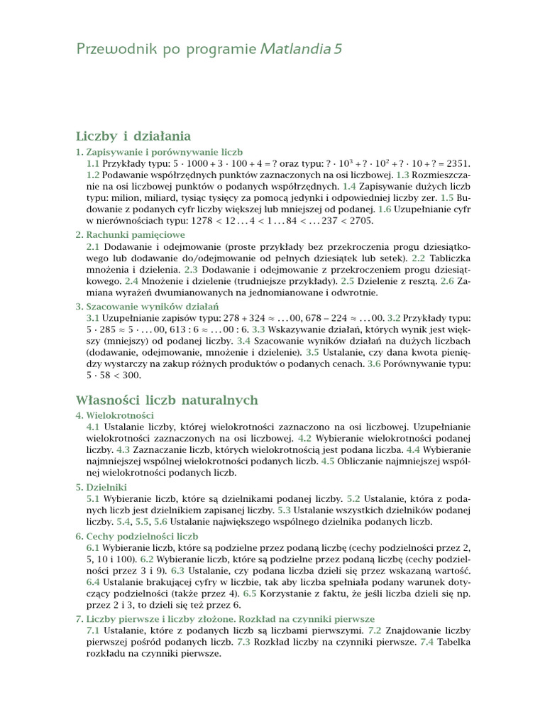 Matlandia5 Przewodnik Po Zadaniach | PDF