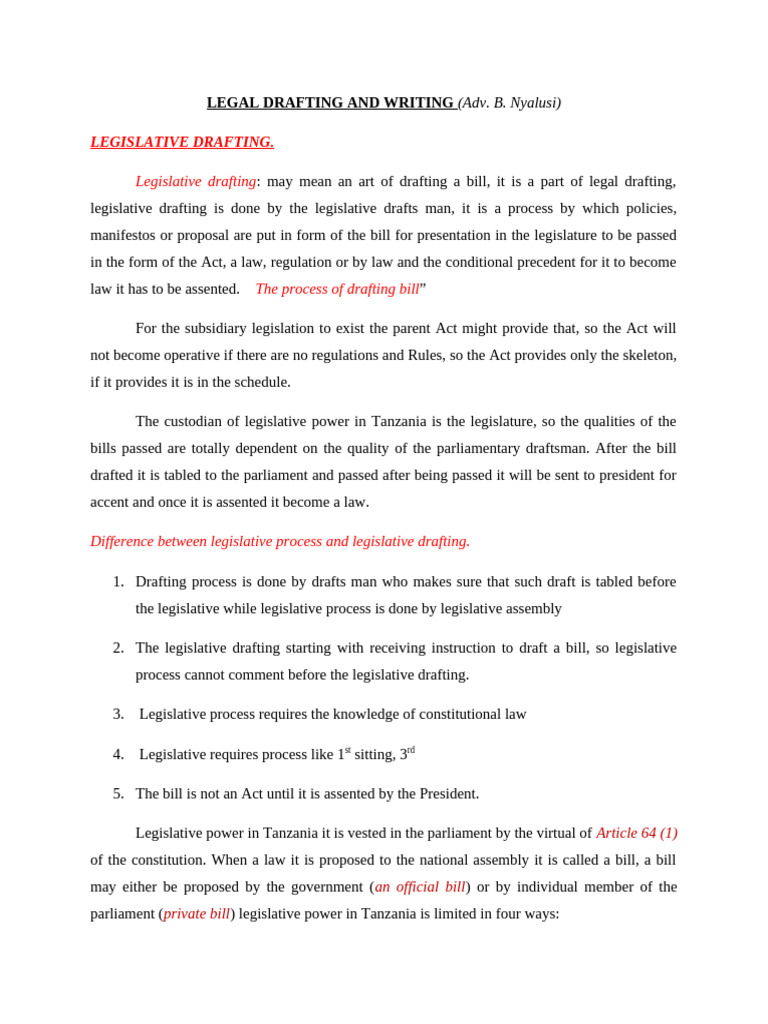 Legislative Drafting in Tanzania | PDF | Will And Testament | Statutory ...