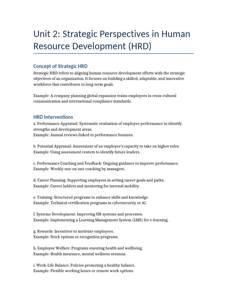 Unit2 Strategic Perspectives HRD | PDF | Performance Appraisal | Audit
