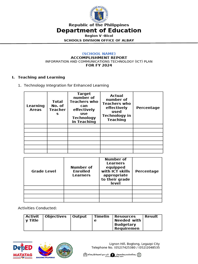 ICT Accomplishment Template | PDF | Information And Communications ...