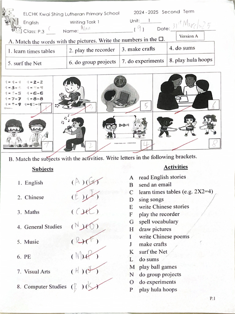 English P3 Worksheet | PDF