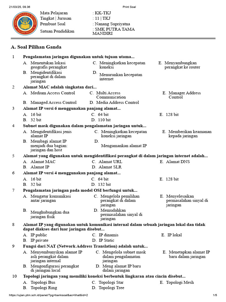 Soal Produktif TKJ | PDF