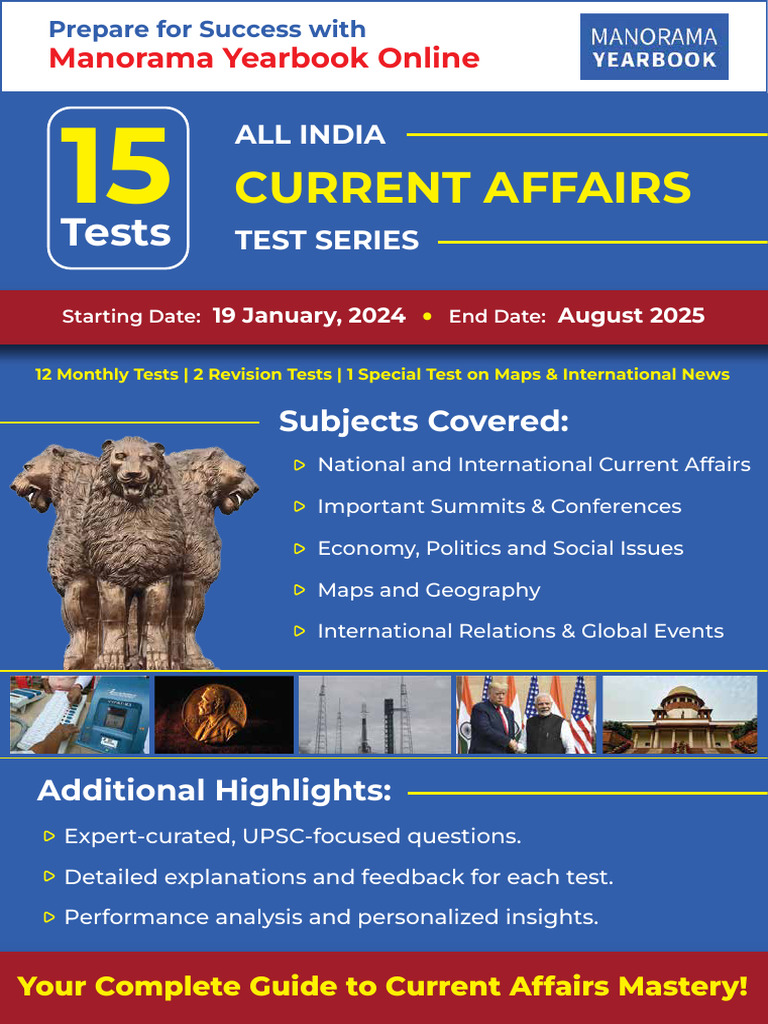 Manorama Current Affairs Test Series 2025 | PDF