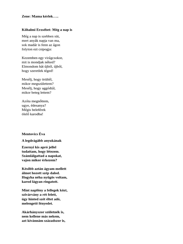 Anyák Napi Műsor | PDF