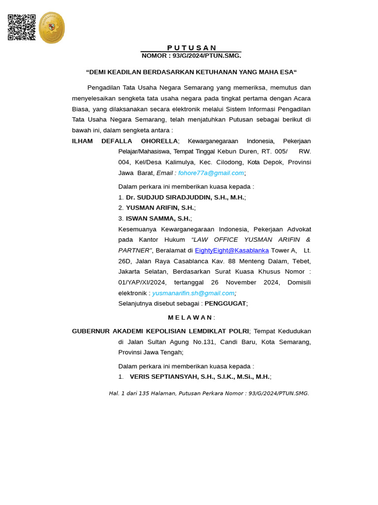 Putusan 93 G 2024 Ptun - SMG 20250521095708 | PDF
